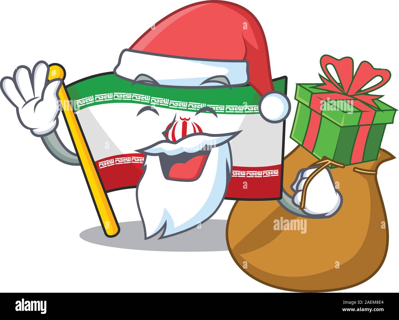 Santa with gift flag iran Cartoon character design Stock Vector Image ...