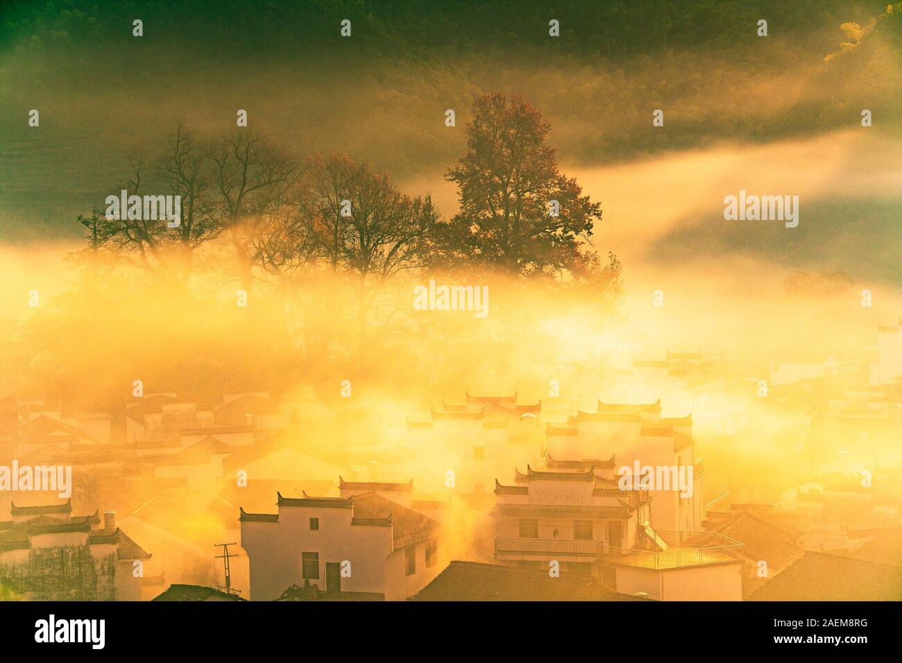 A view of traditional village fraught of Hui-style buildings in the ...