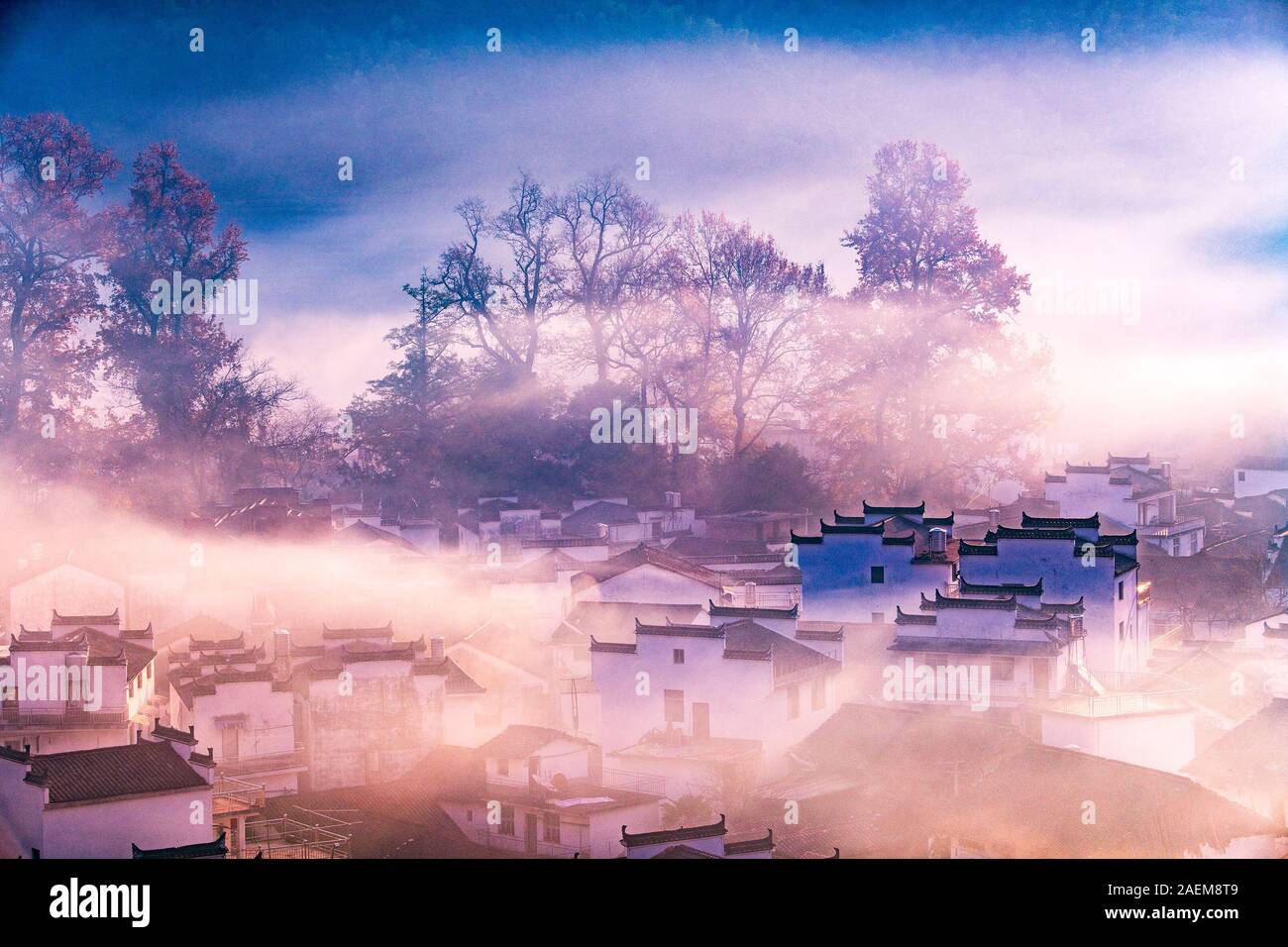A view of traditional village fraught of Hui-style buildings in the ...