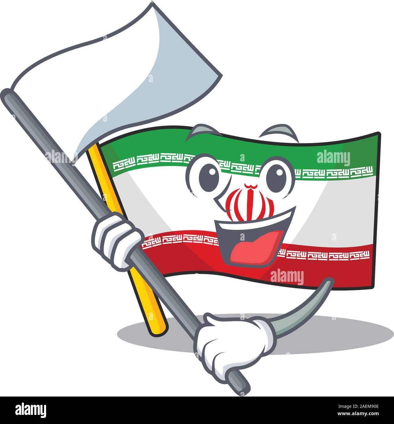 cute flag standing with flag iran cartoon character style Stock Vector ...