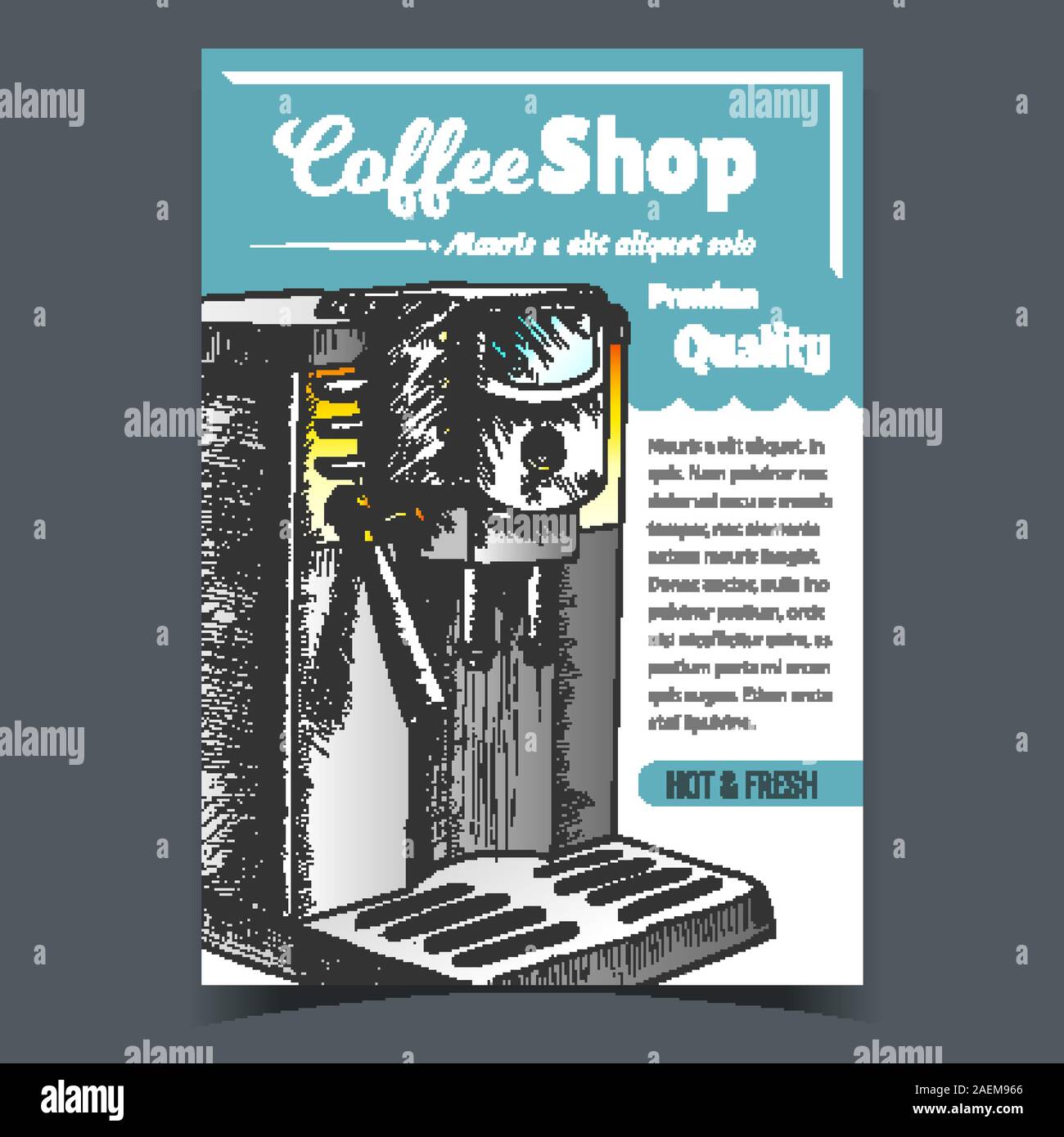 Coffee Machine For Brew Hot Drink Poster Vector Stock Vector Image ...