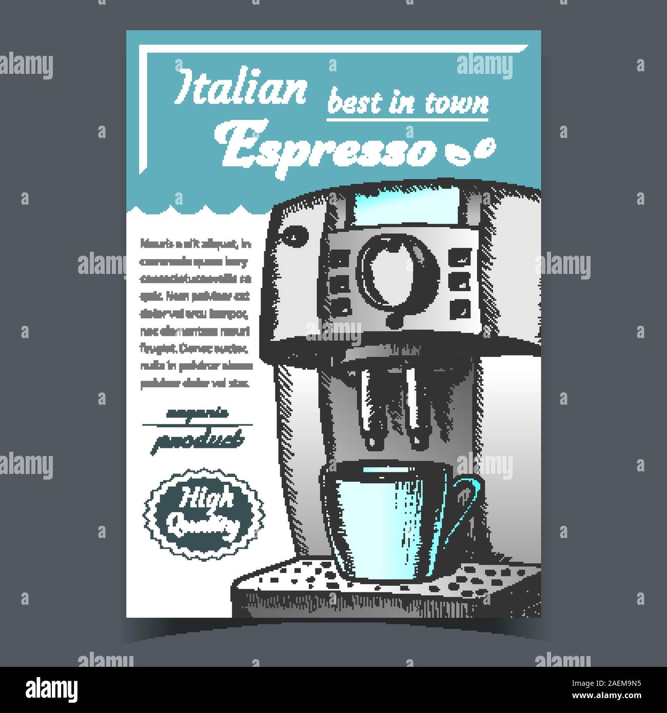 Coffee Automatic Machine With Cup Poster Vector Stock Vector Image ...