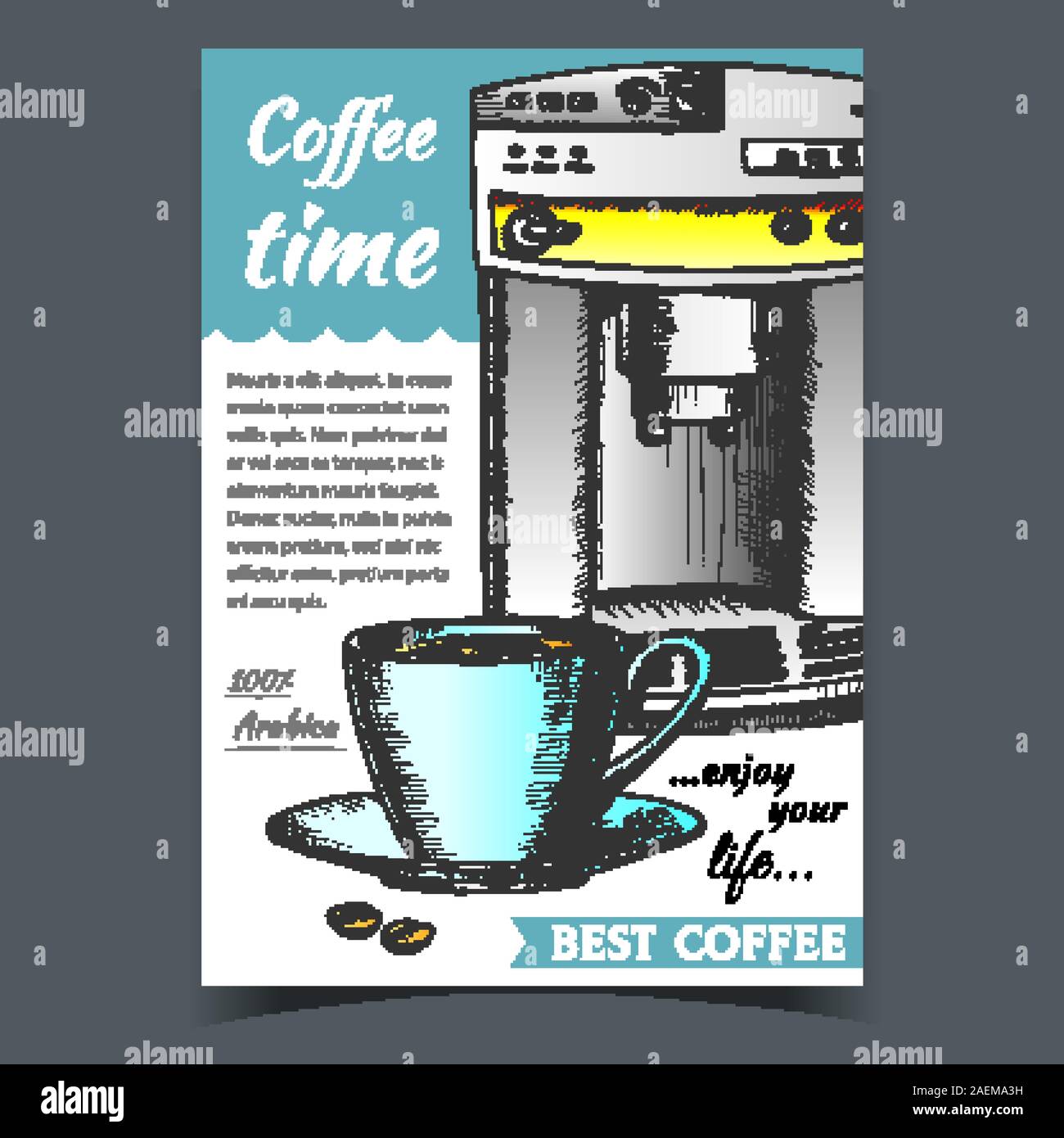 Espresso Machine Front View And Cup Banner Vector Stock Vector Image ...
