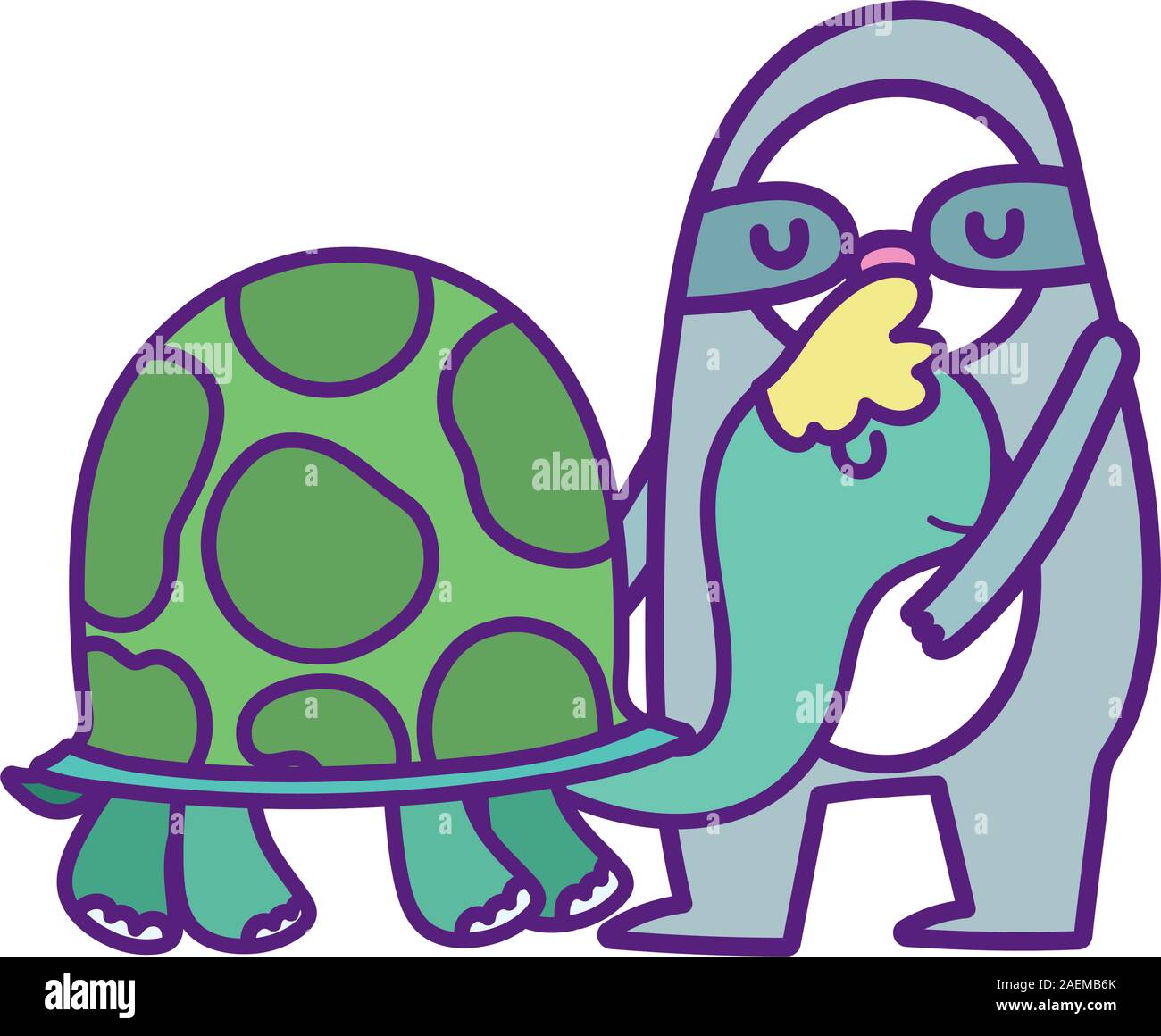 baby shower cute sloth and turtle cartoon vector illustration Stock ...