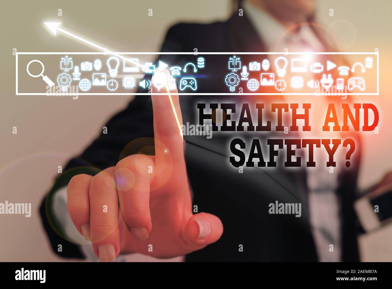Writing note showing Health And Safety Question. Business concept for ...