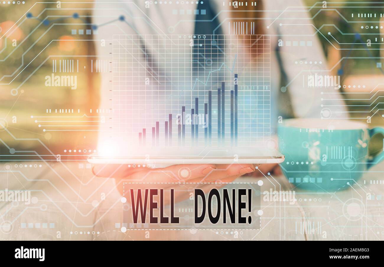 Text sign showing Well Done. Business photo text used praising ...