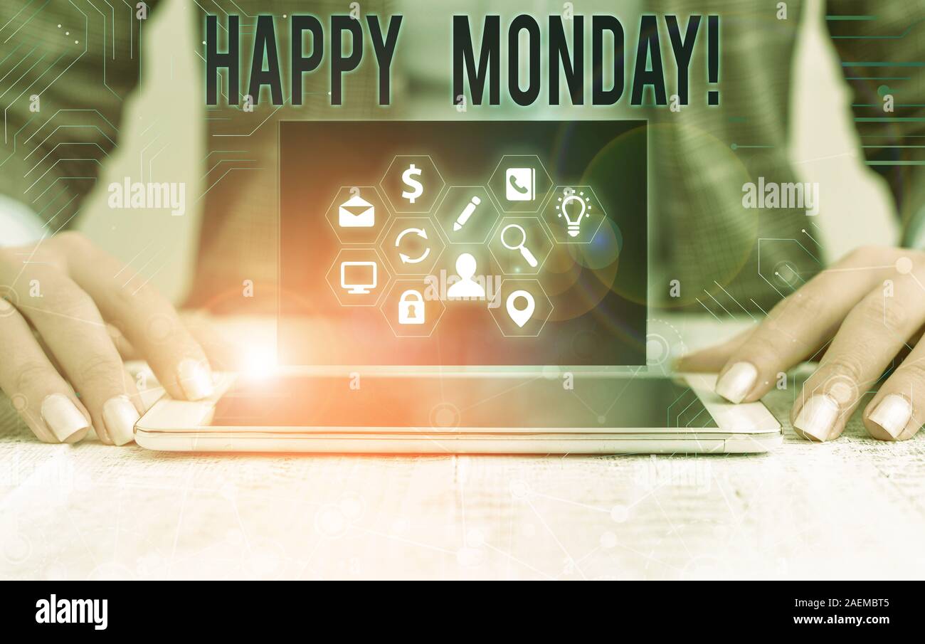 Conceptual hand writing showing Happy Monday. Concept meaning telling ...
