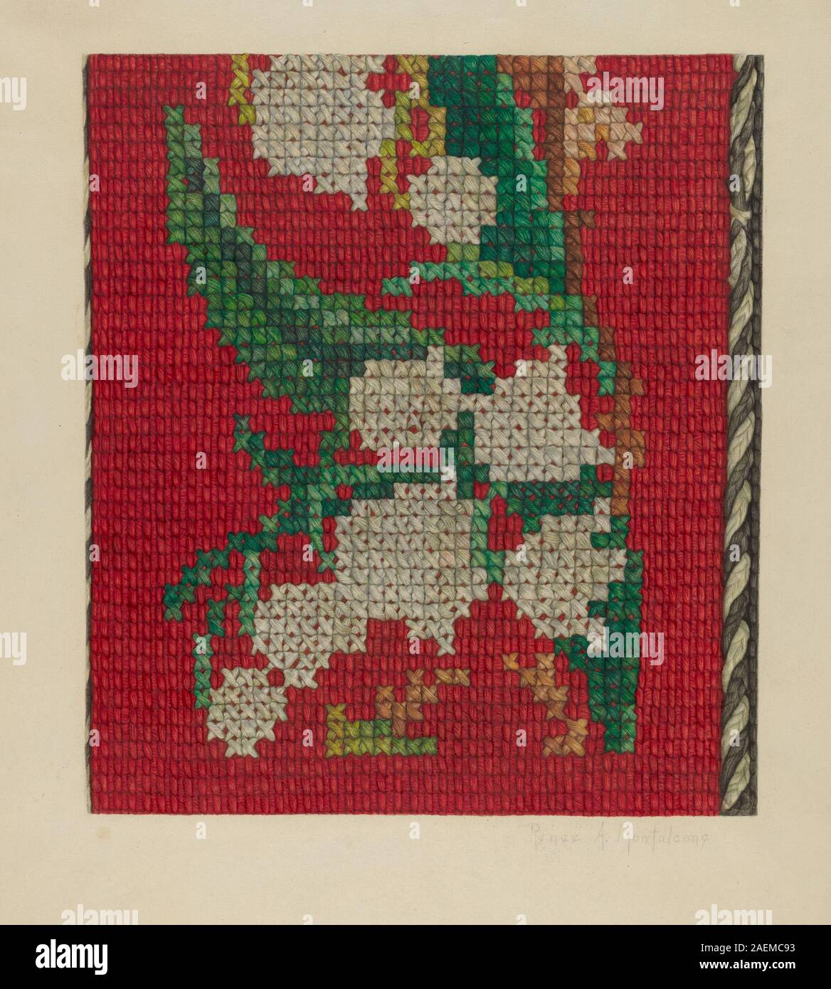 Textile afghan by Renee A. Monfalcone, circa 1941, showing woven ...