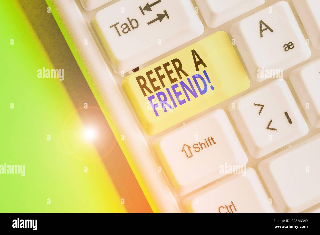 Text sign showing Refer A Friend. Business photo showcasing direct ...