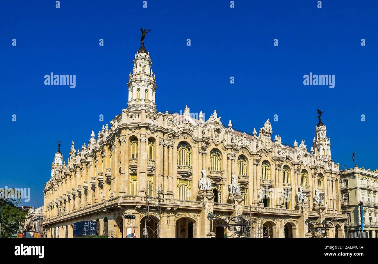 The old town of Havana with several iconic buildings in Cuba Stock ...