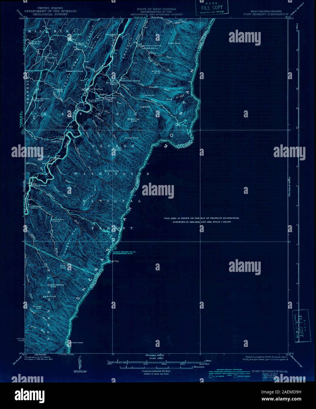 WV Fort Seybert 253530 1924 62500 Inverted Stock Photo - Alamy