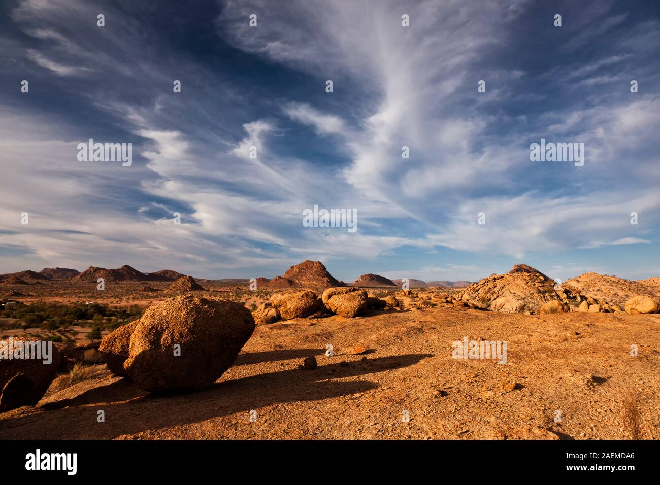 Natural stones and rocks, evening glow, near Twyfelfontein or /Ui-//aes ...