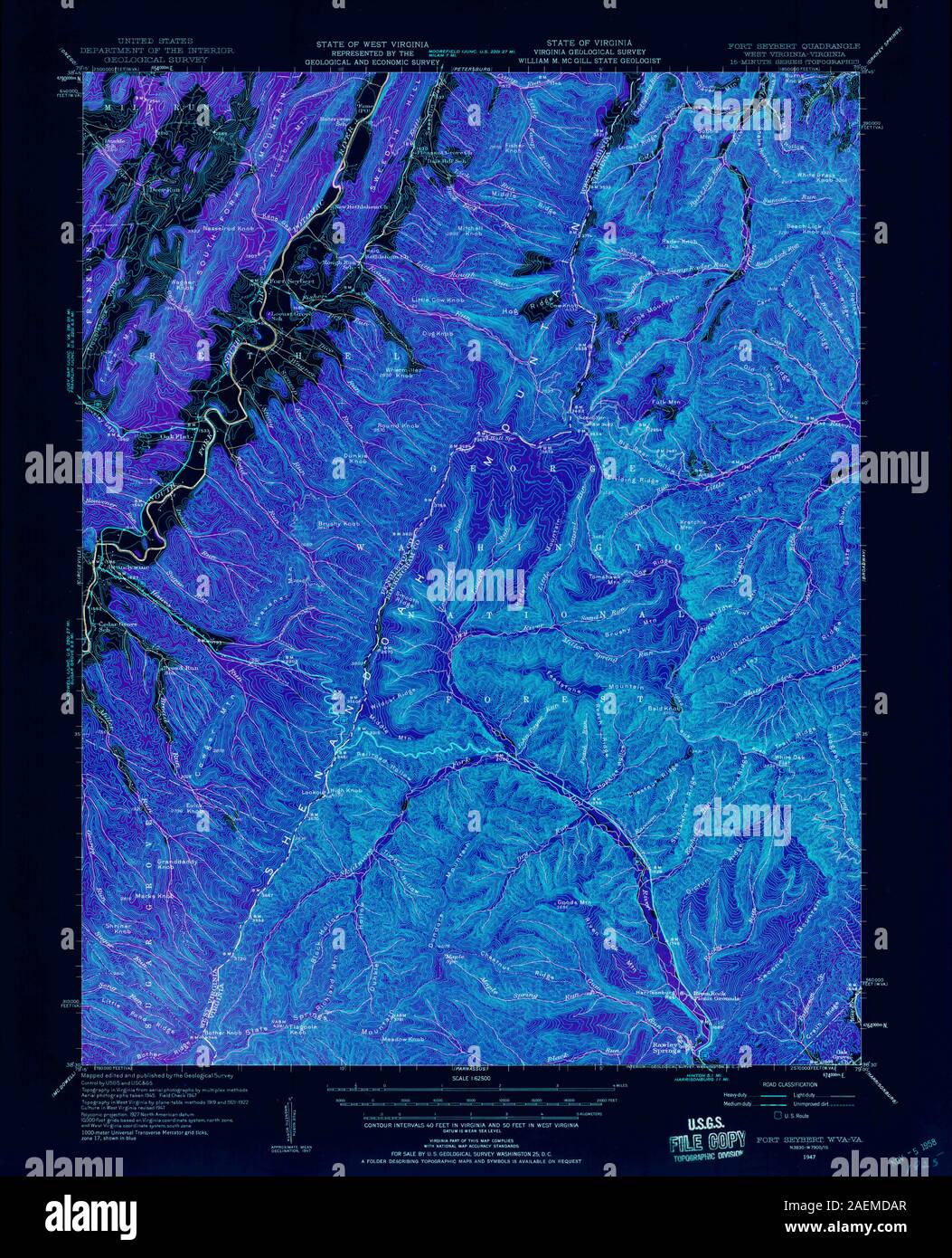 WV Fort Seybert 253532 1947 62500 Inverted Stock Photo - Alamy