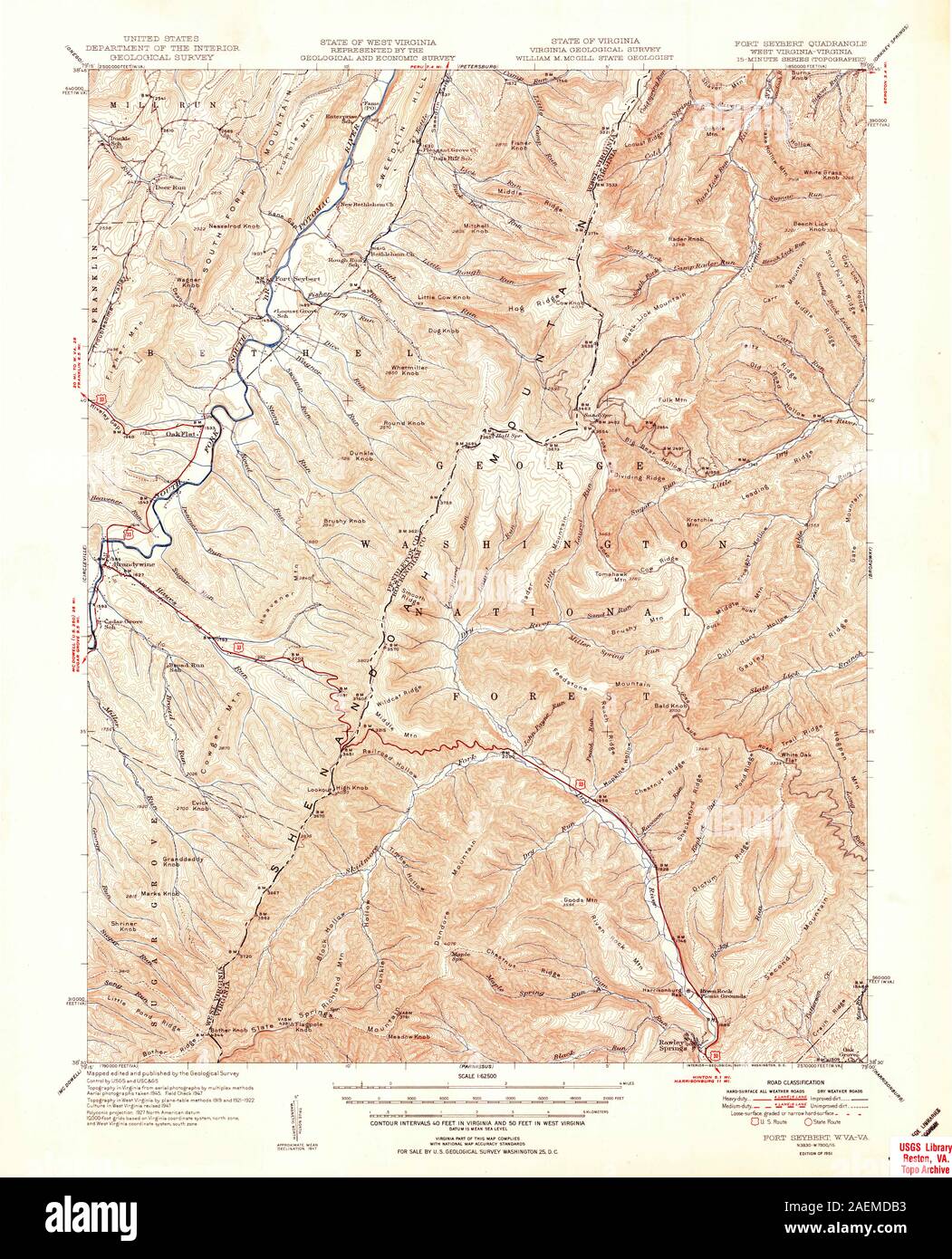 WV Fort Seybert 253533 1951 62500 Stock Photo - Alamy