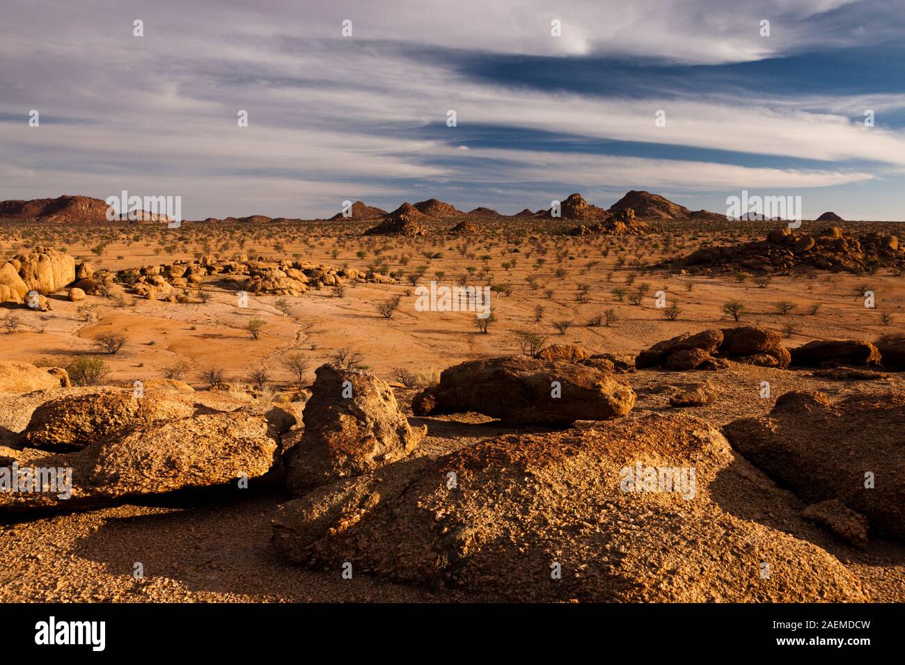 Natural stones and rocks, evening glow, near Twyfelfontein or /Ui-//aes ...