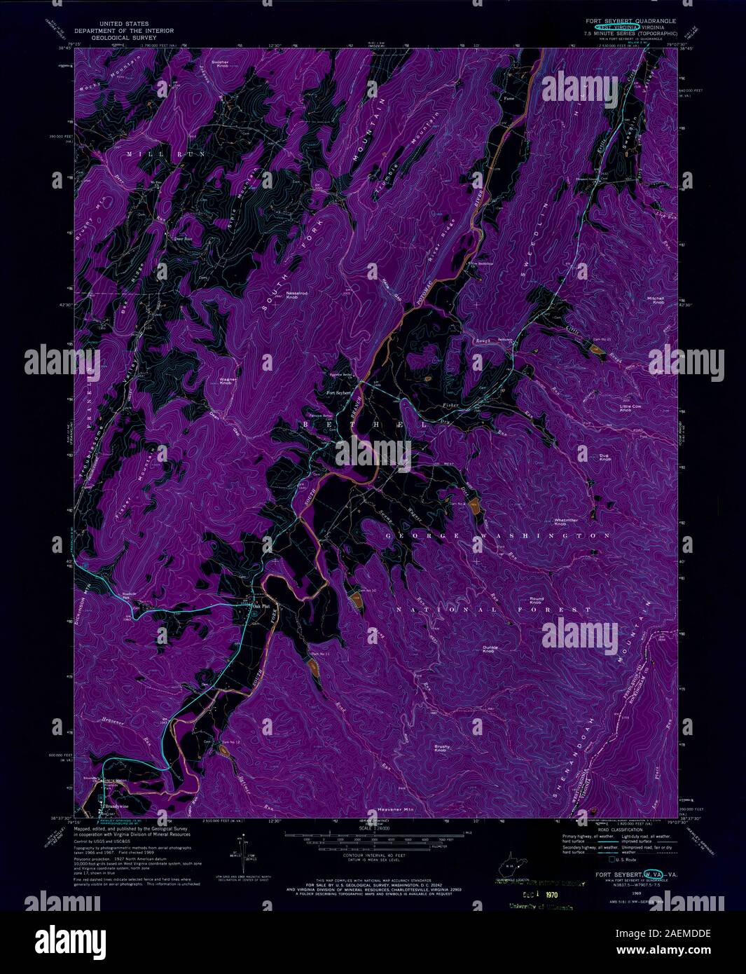 WV Fort Seybert 700718 1969 24000 Inverted Stock Photo - Alamy