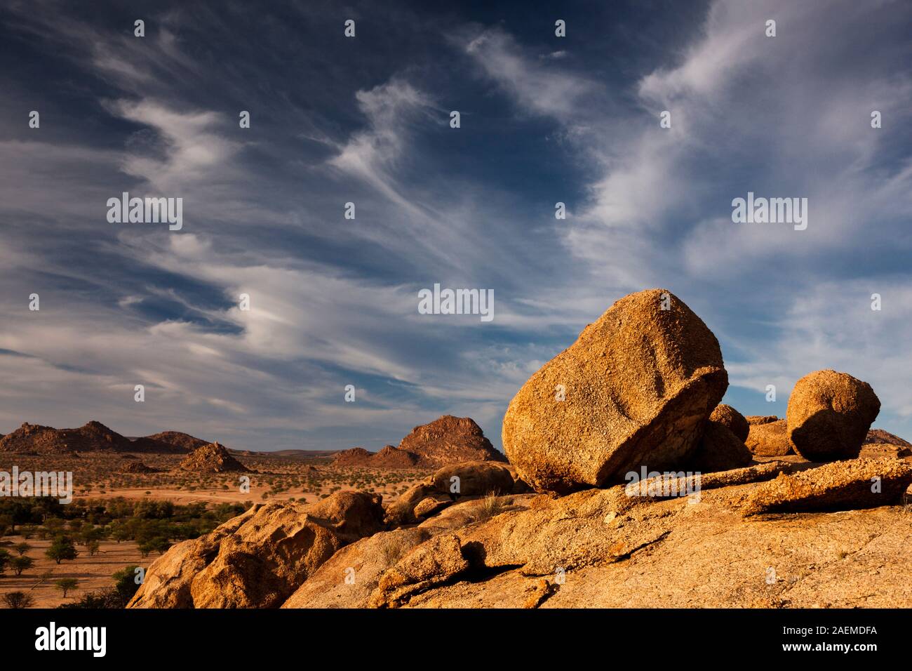 Natural stones and rocks, evening glow, near Twyfelfontein or /Ui-//aes ...