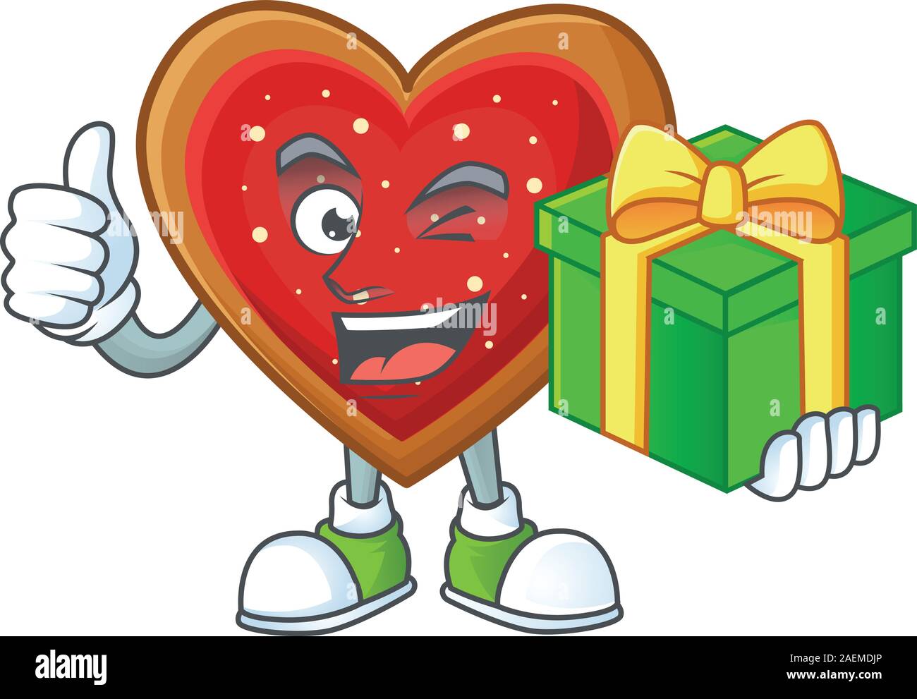 cartoon character of happy love cookies with gift box Stock Vector ...