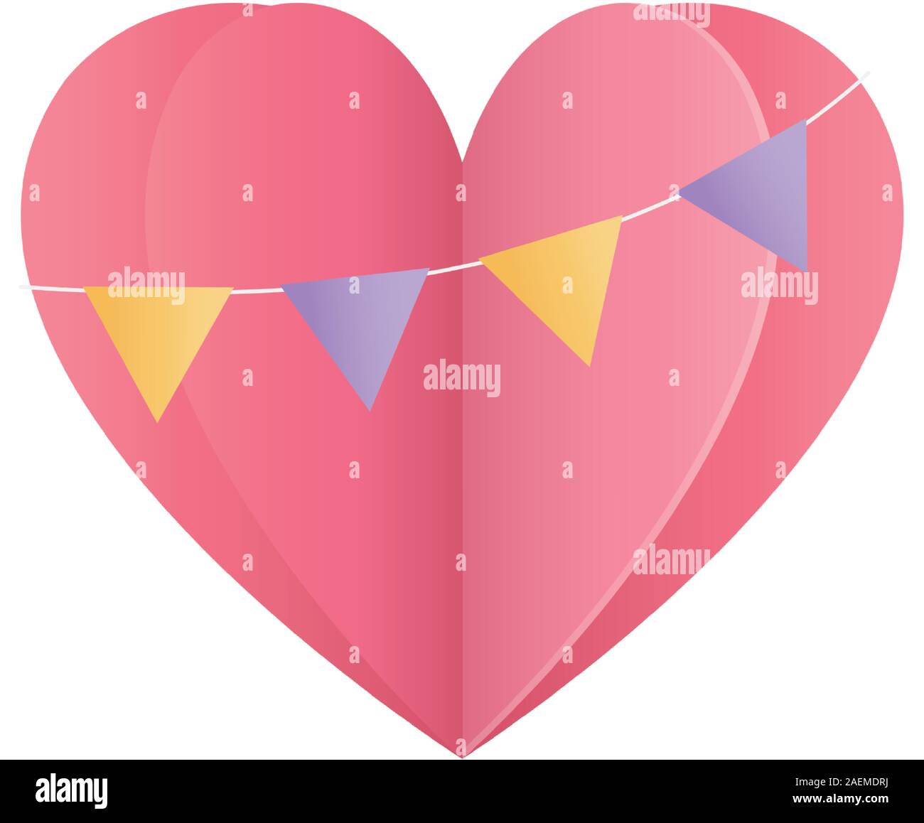 happy valentines day heart love buntings origami paper vector ...