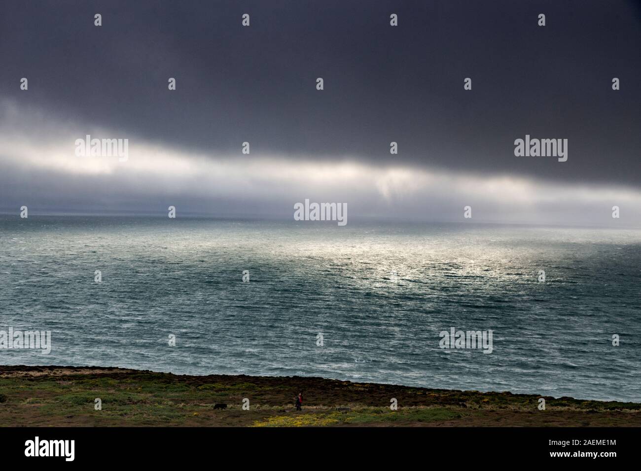 Storm clouds over the sea at South Stack, Anglesey, North Wales Stock ...