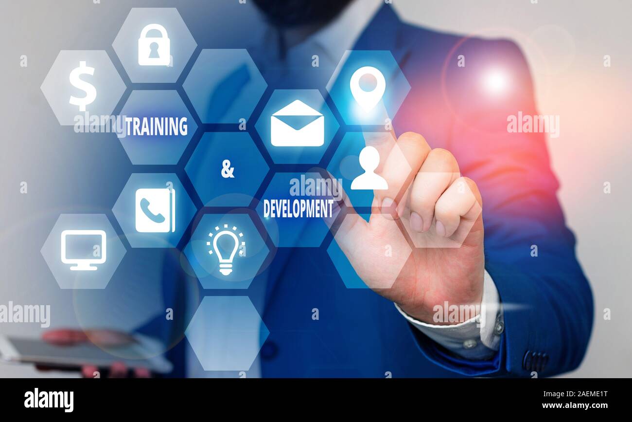 Word writing text Training And Development. Business photo showcasing ...