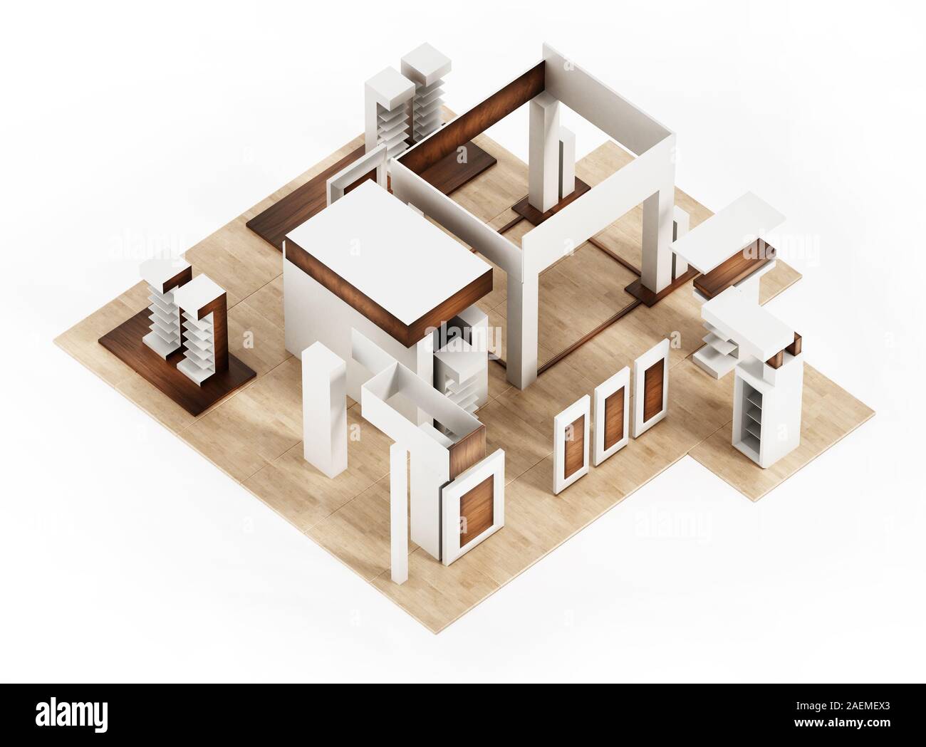 Generic trade fair stand isolated on white background. 3D illustration ...