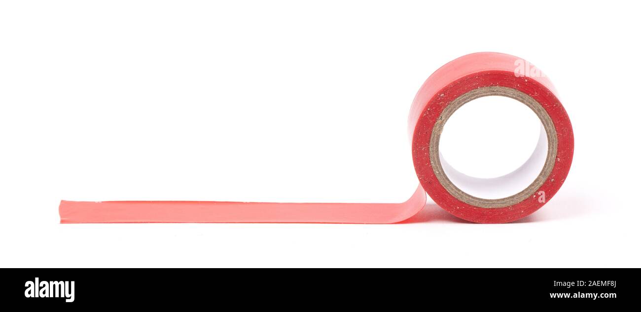 Roll of red insulation tape isolated on white background Stock Photo ...