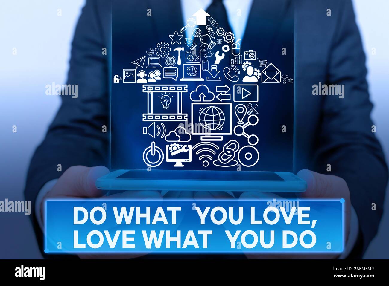 Text sign showing Do What You Love Love What You Do. Business photo ...