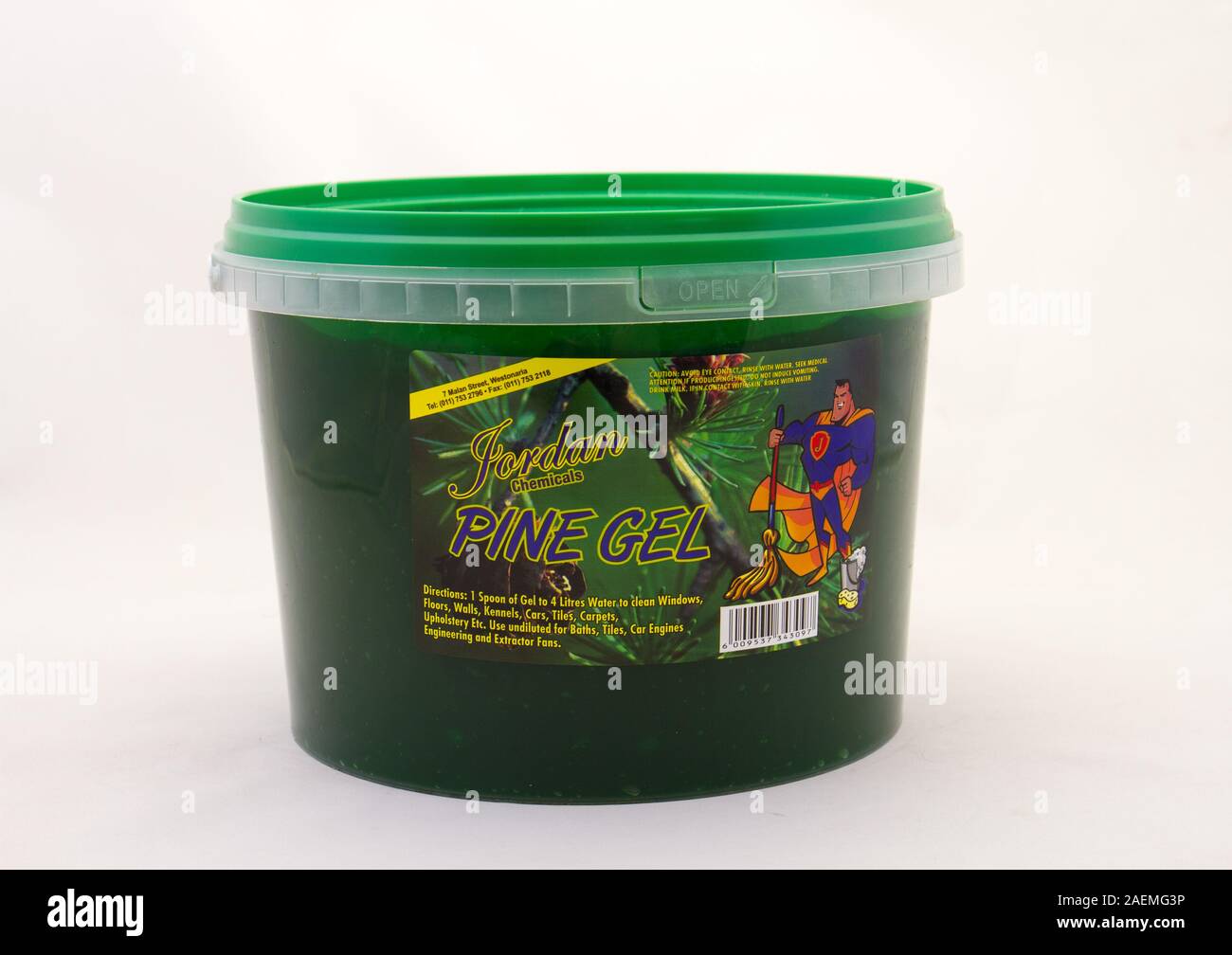 Alberton, South Africa - a bulk container of Pine Gel household cleaner ...