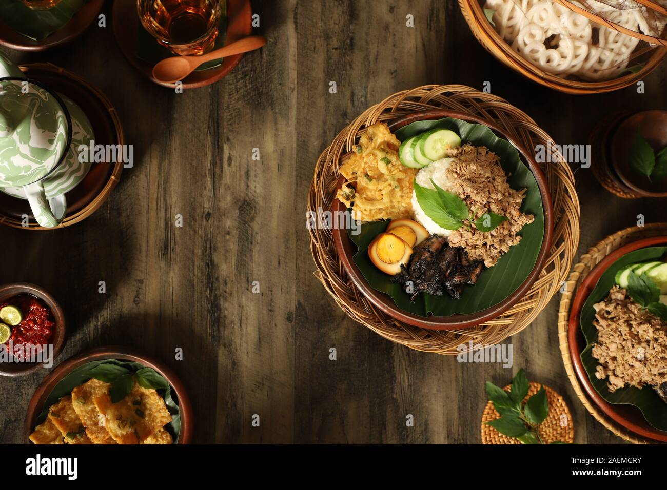 Nasi Megono. Javanese rice dish of steamed rice with minced young ...