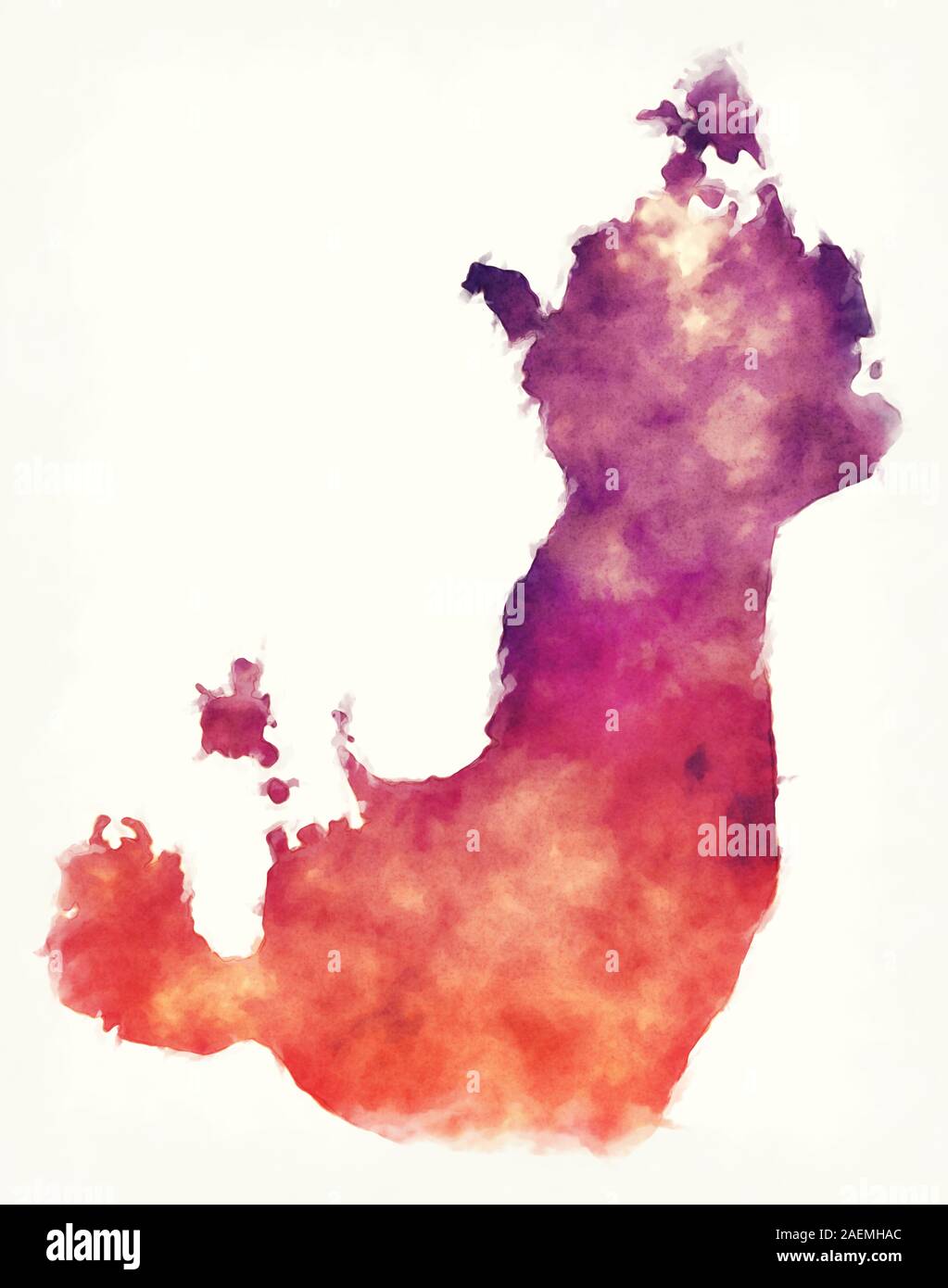 Diana region watercolor map of Madagascar Stock Photo - Alamy