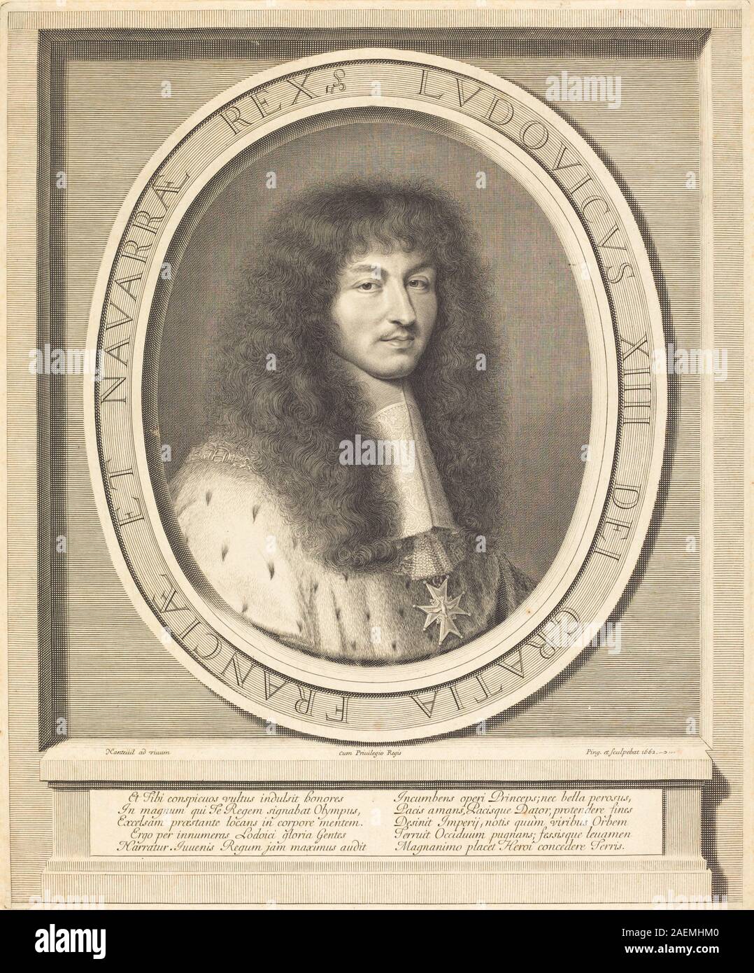 Engraving of Louis XIV by Robert Nanteuil, 1662, shows the monarch with ...