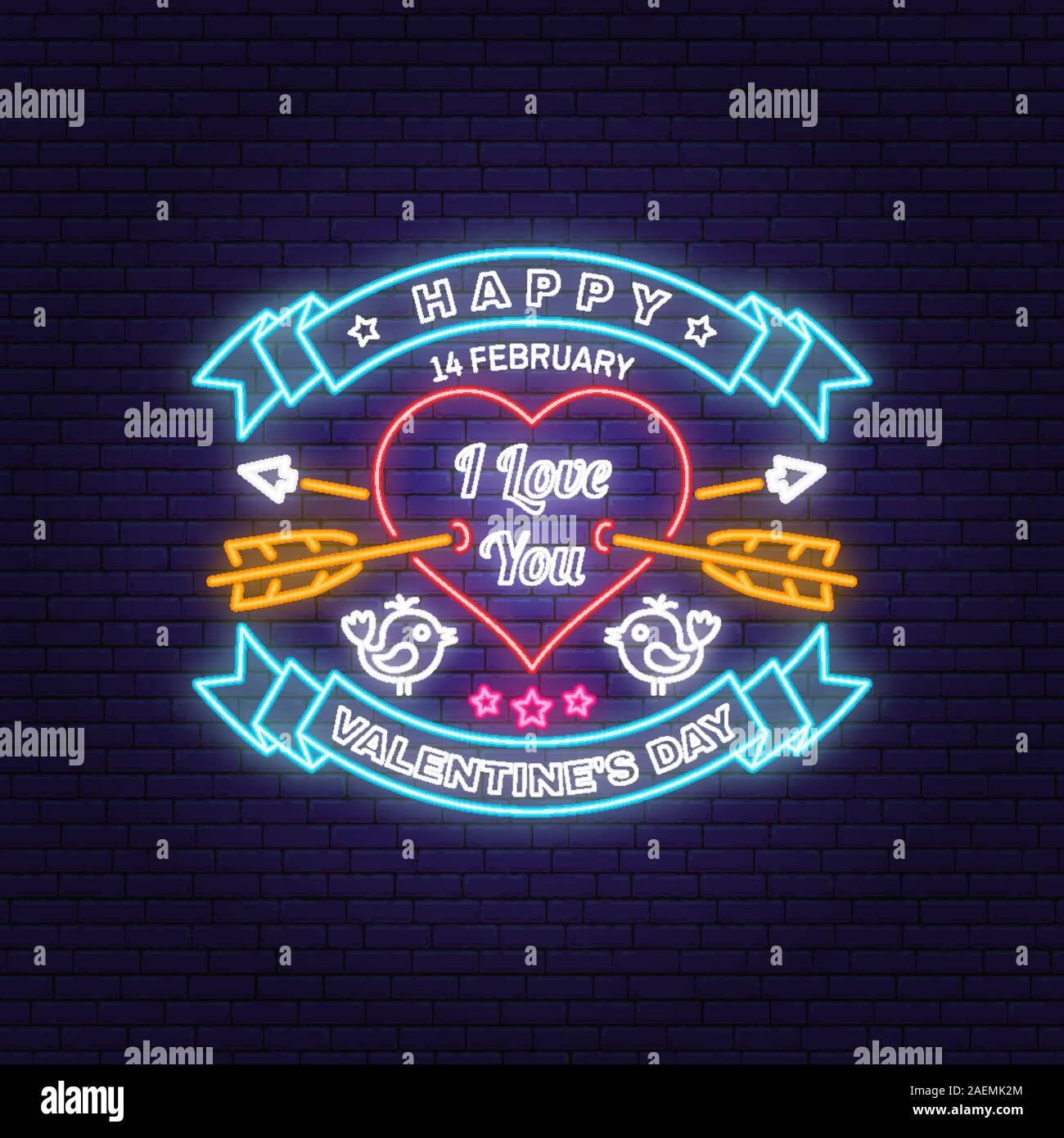 Neon valentines day card Stock Vector Images - Alamy