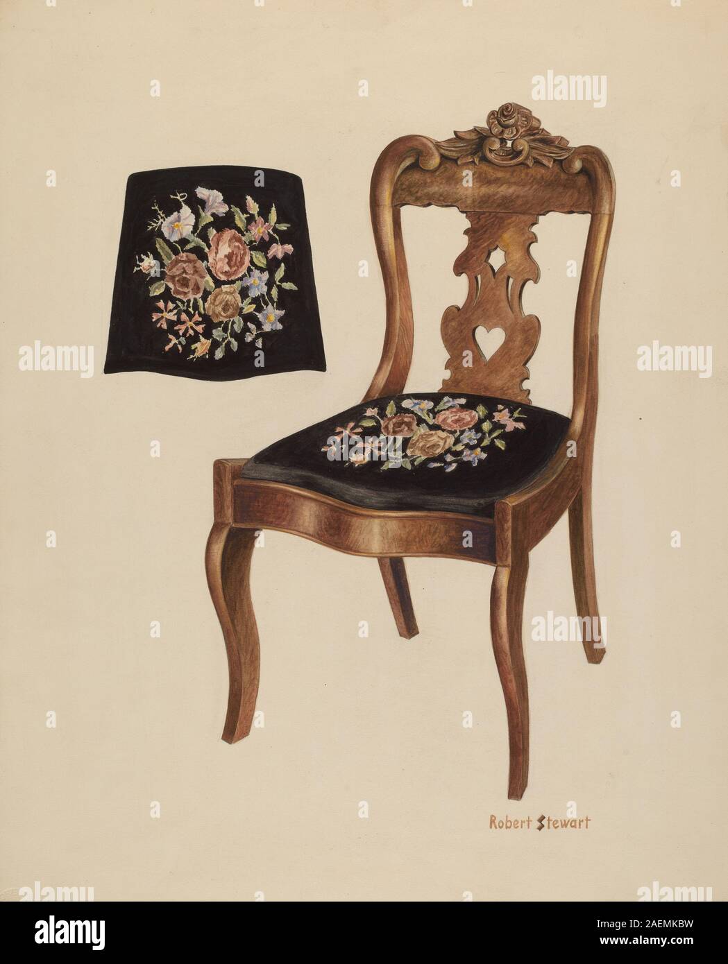 Walnut Carved Back Chair, circa 1940, designed by Robert Stewart ...