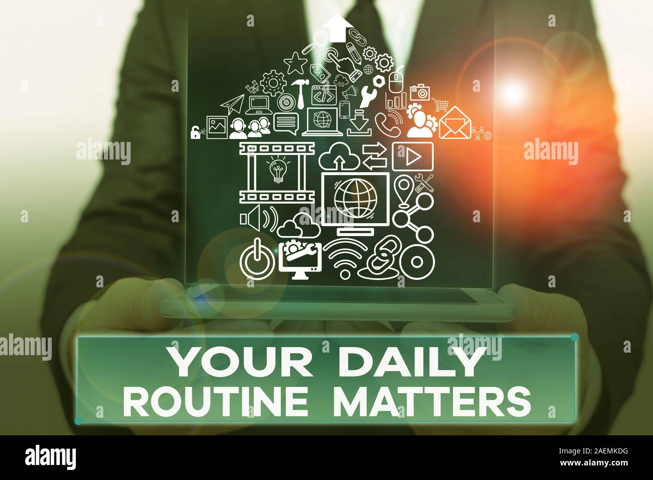 Text sign showing Your Daily Routine Matters. Business photo showcasing ...