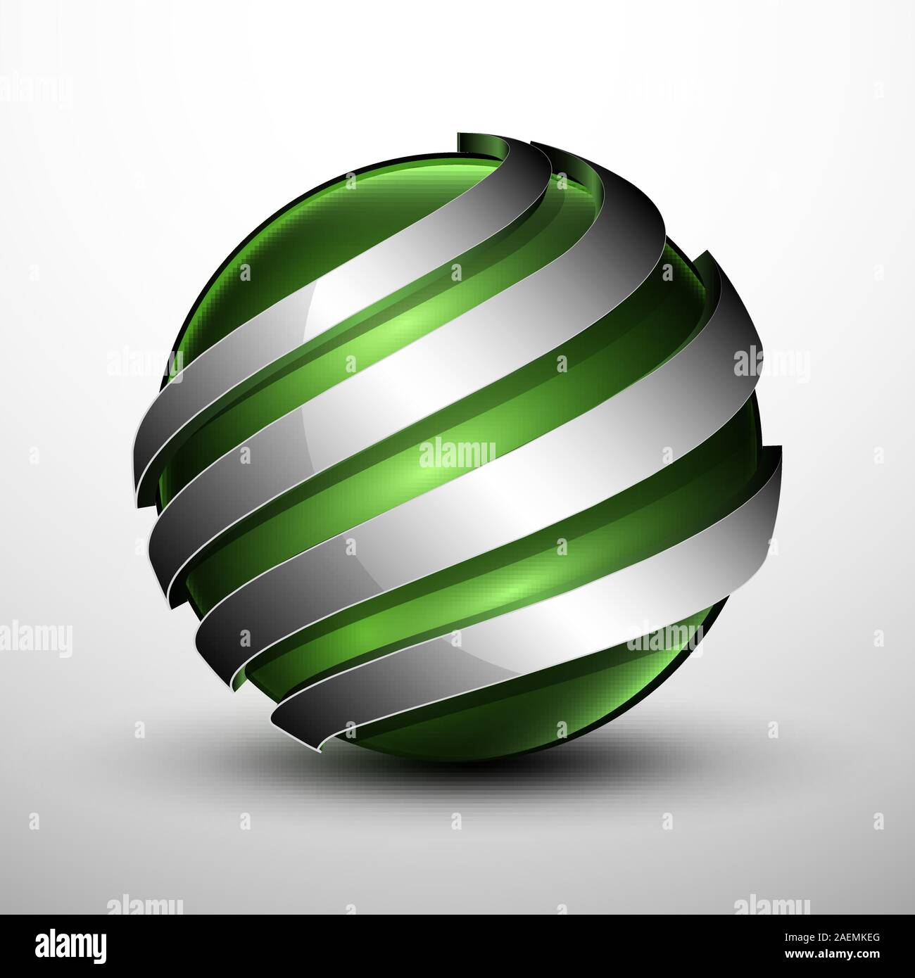 3d logo.Green sphere with a metal sections Stock Vector Image & Art - Alamy