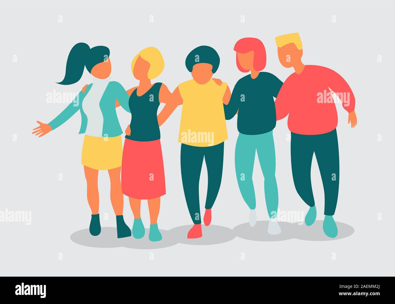 Five persons walking with isolated background Stock Photo - Alamy