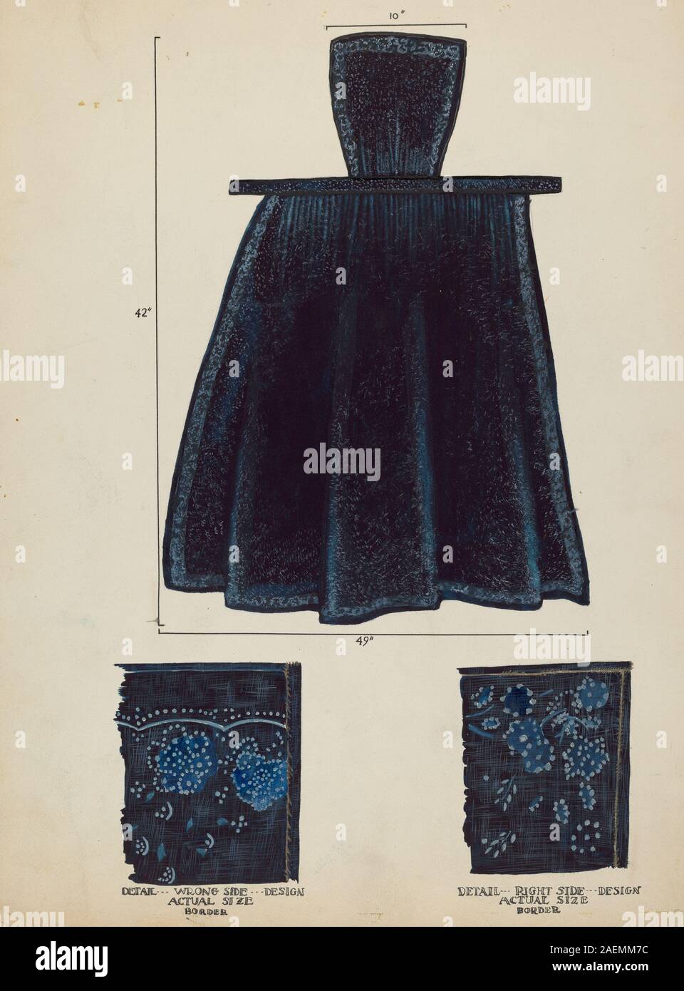 Apron by Roberta Elvis, circa 1936. The garment features fabric, waist ...