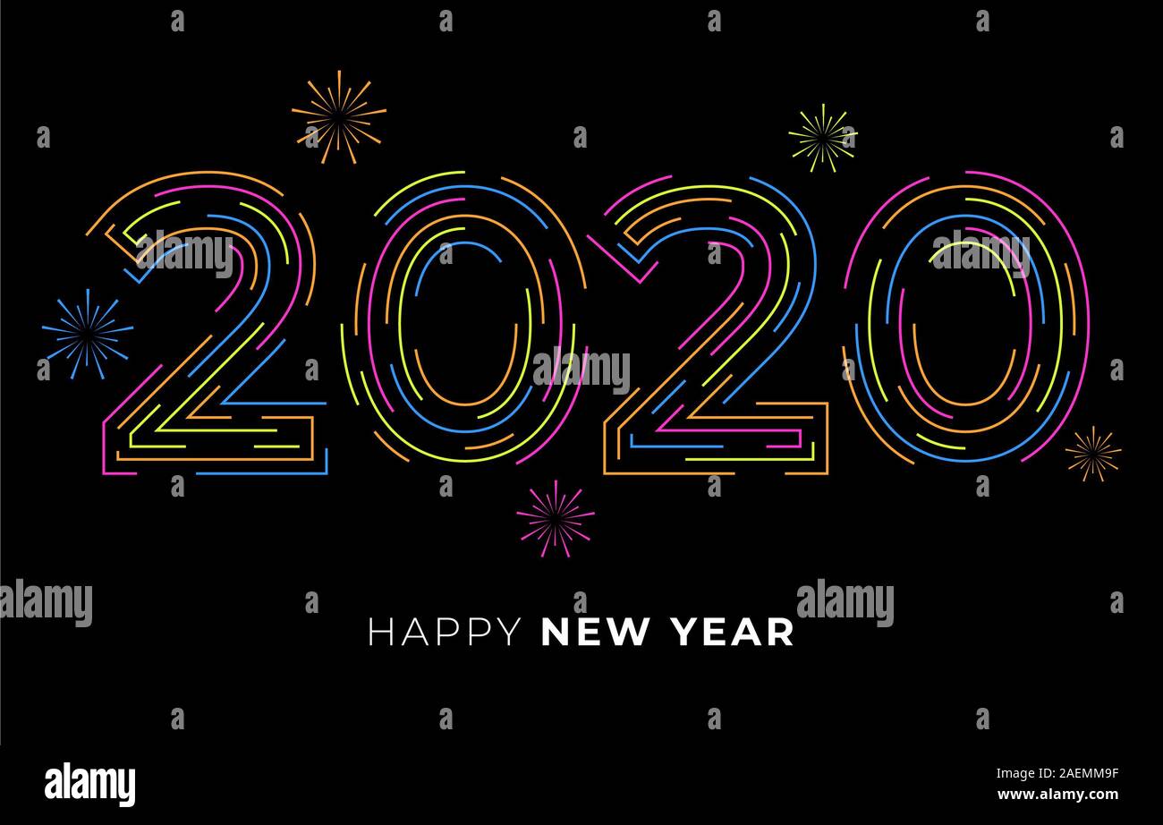 2020 colorful text with black background Stock Photo - Alamy