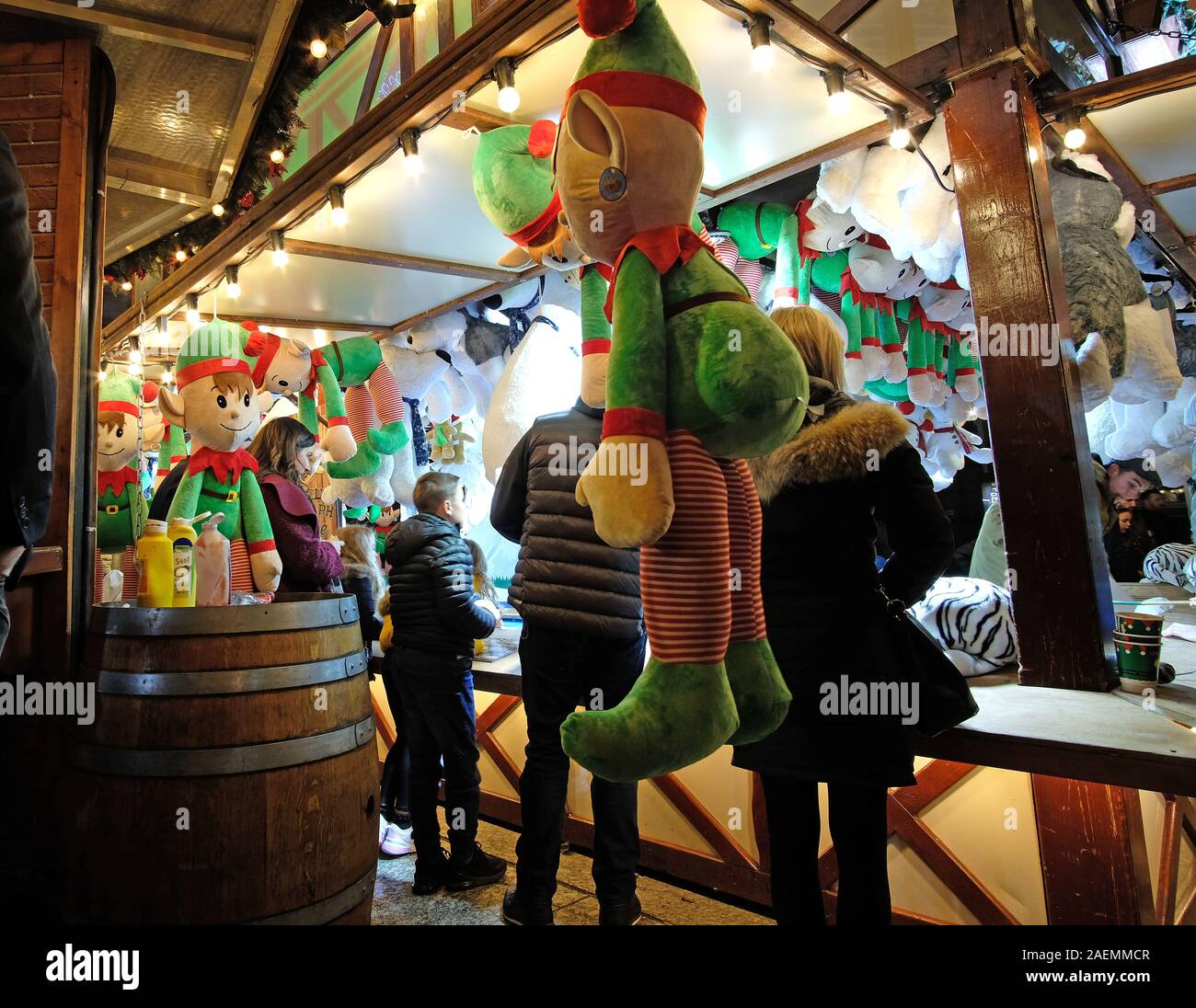 Prizes hanging from a fairground attraction game Stock Photo - Alamy