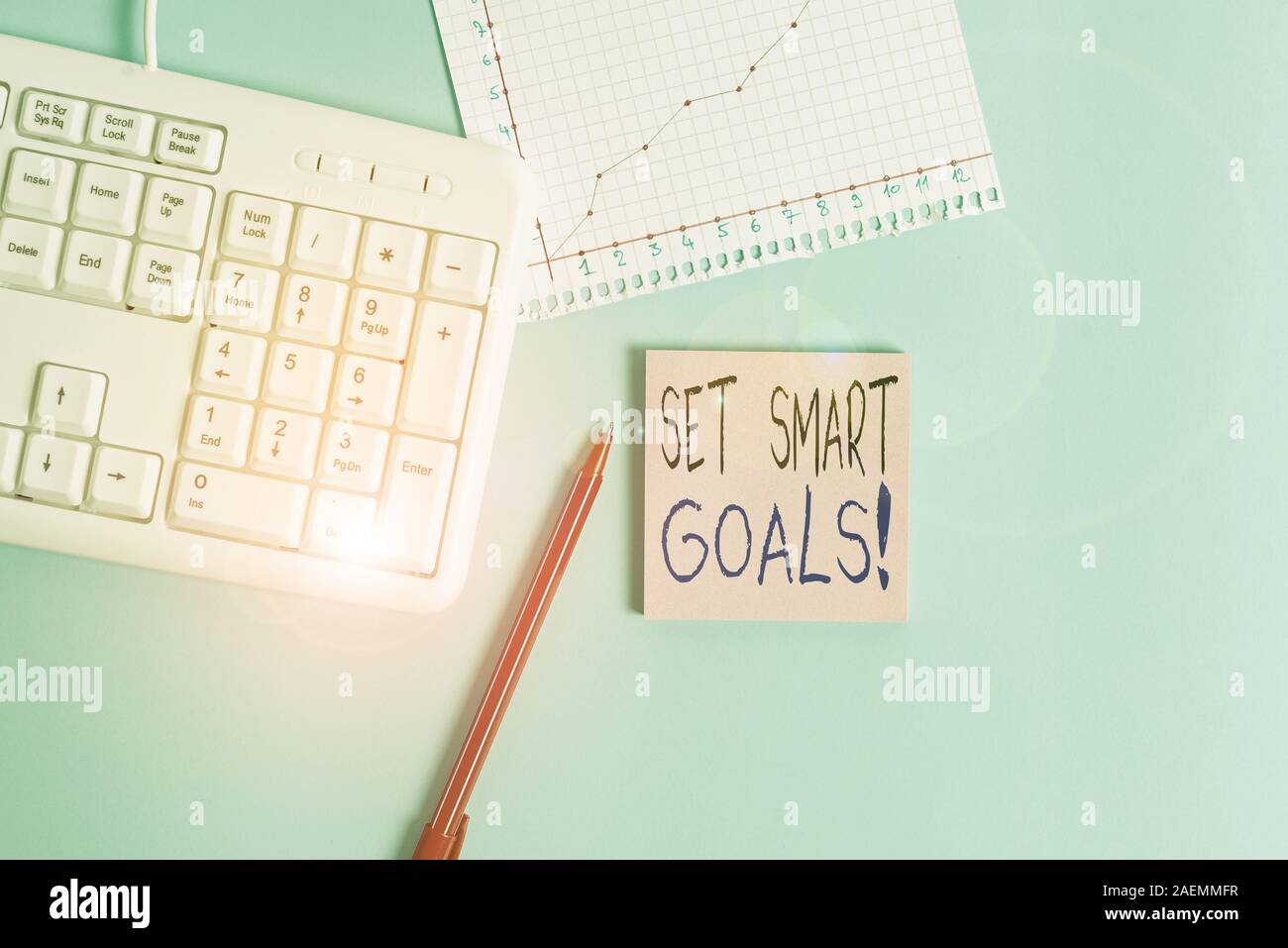 Writing note showing Set Smart Goals. Business concept for list to ...
