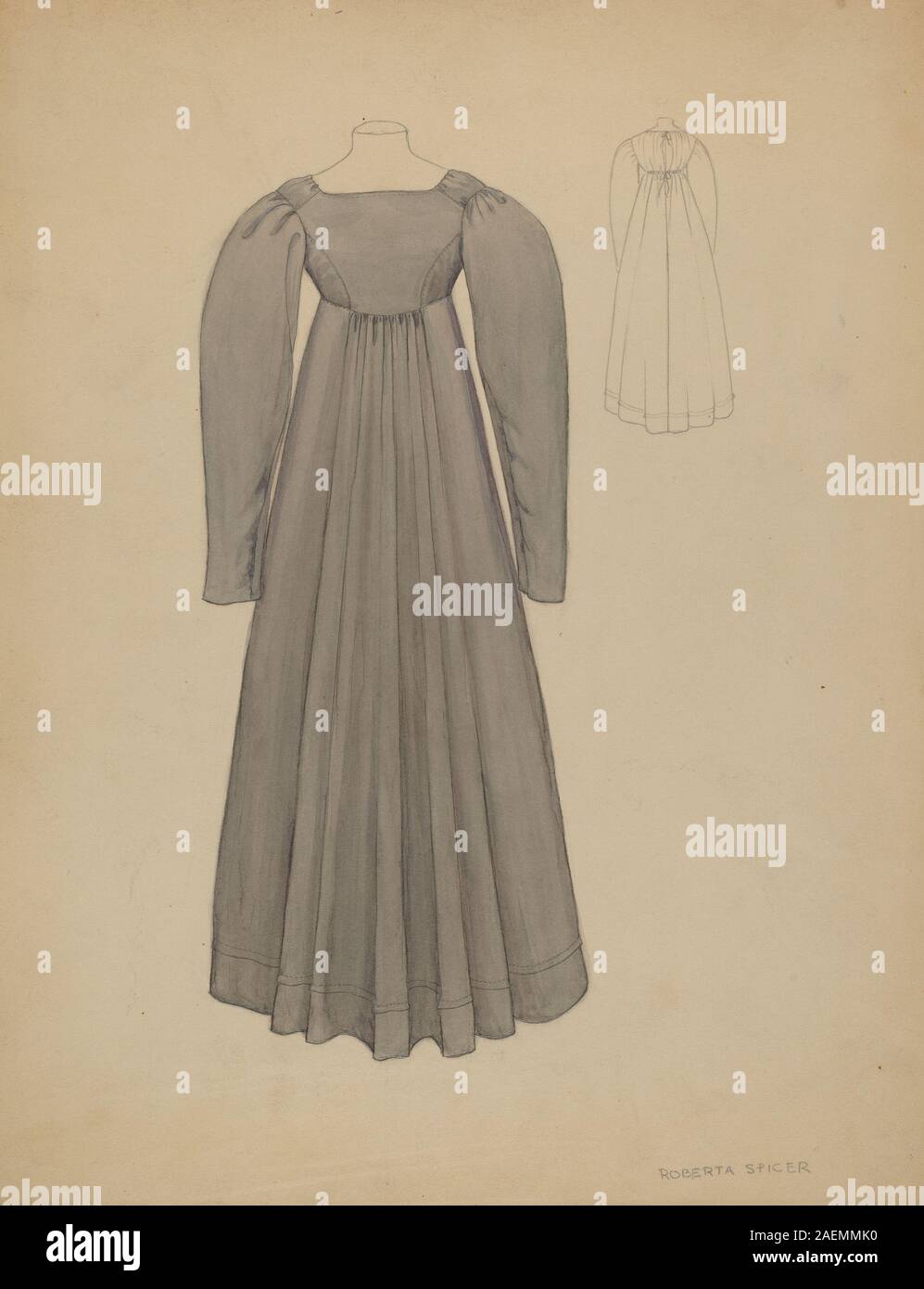 Roberta Spicer, Quaker Dress, c 1936, Quaker Dress; circa 1936 date ...