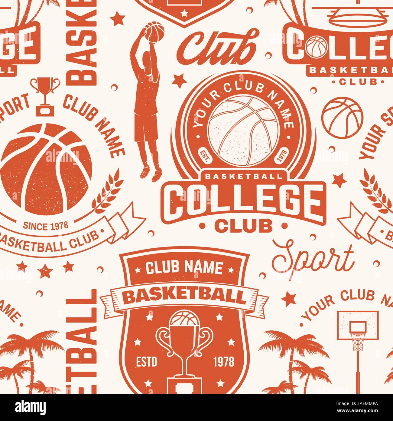 Basketball club seamless pattern or background. Vector illustration ...