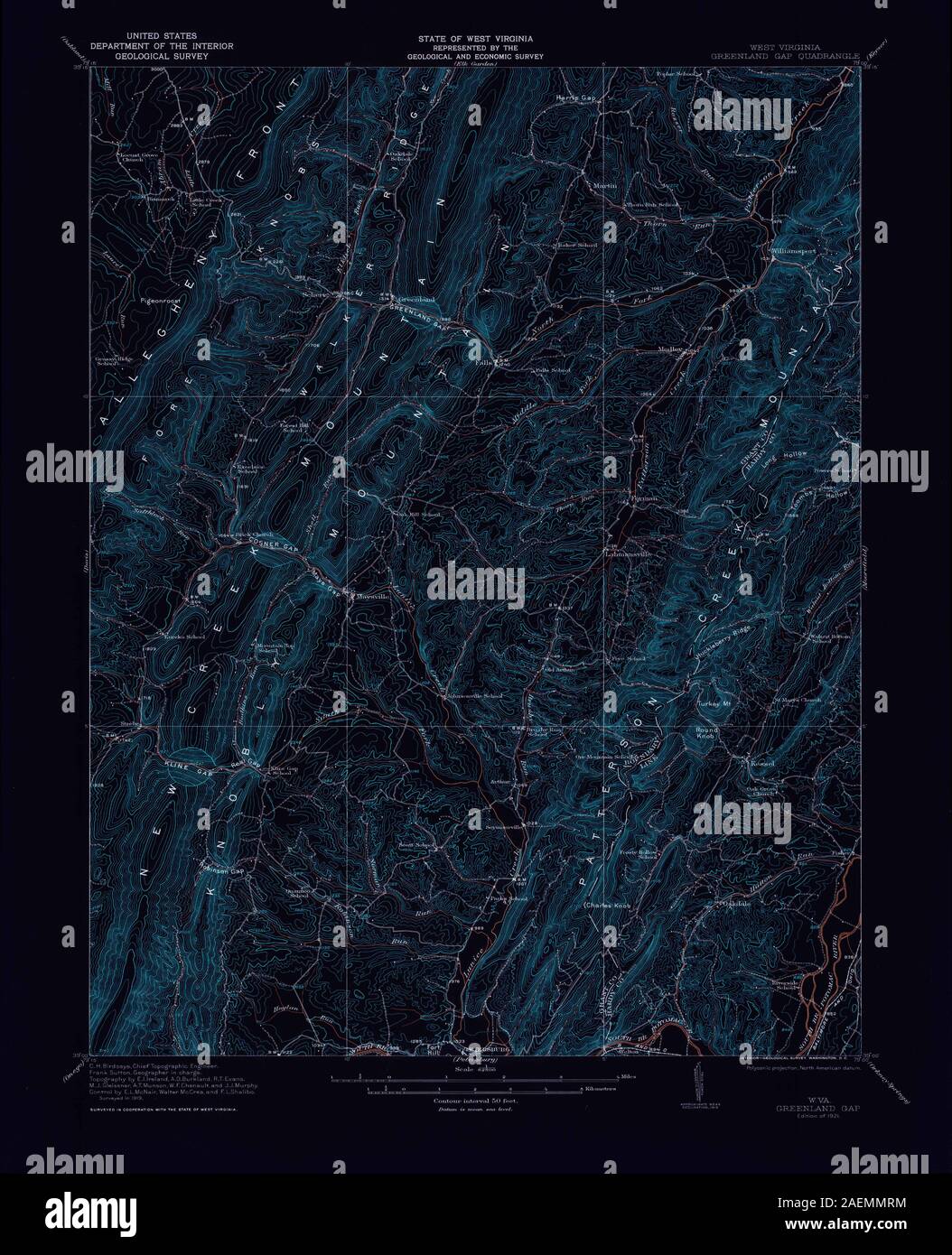 WV Greenland Gap 253558 1921 62500 Inverted Stock Photo - Alamy