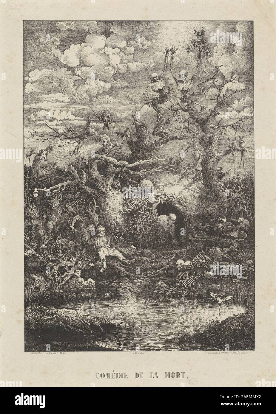 Etching 'The Comedy of Death' by Rodolphe Bresdin, 1854. The artwork ...