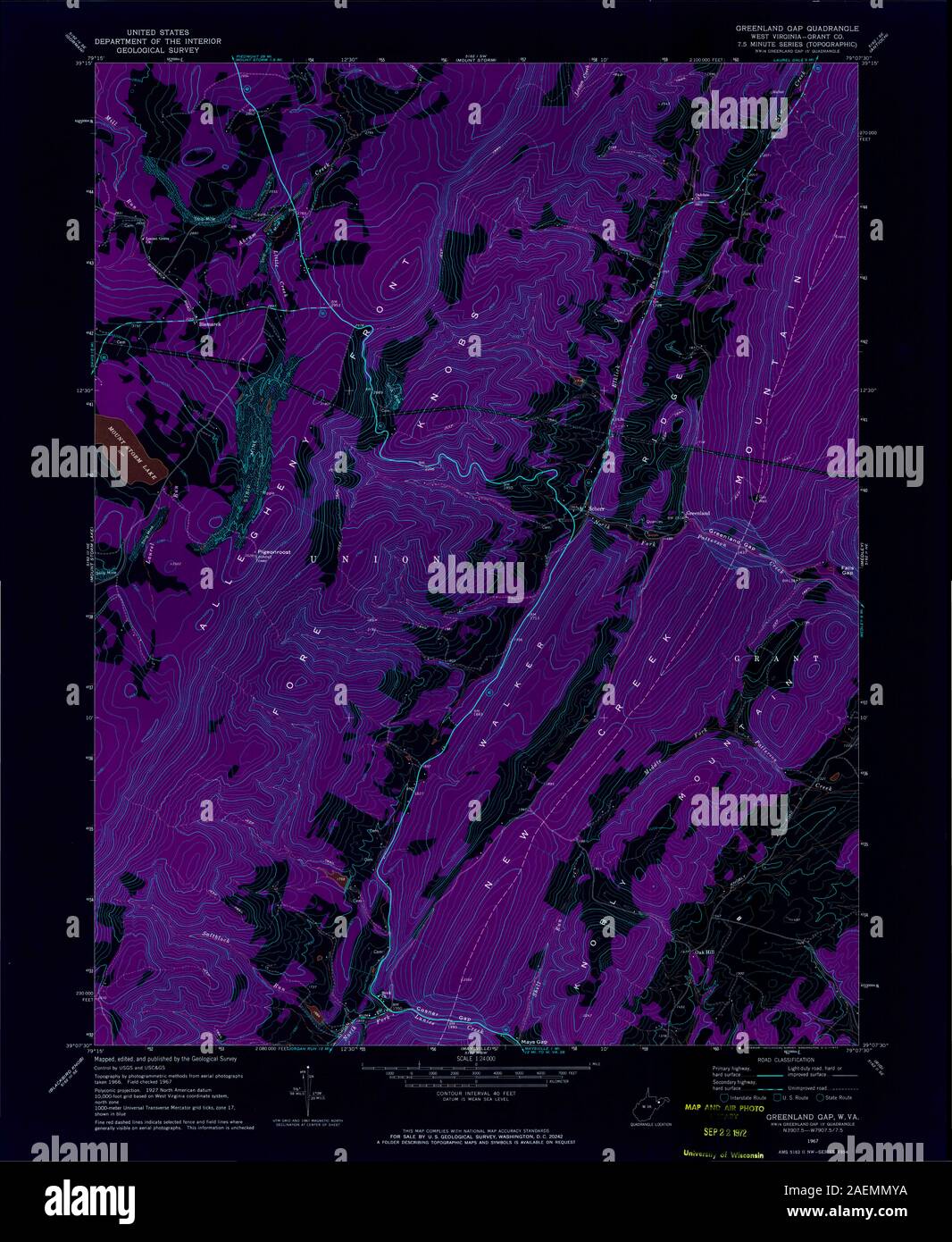 WV Greenland Gap 700799 1967 24000 Inverted Stock Photo - Alamy