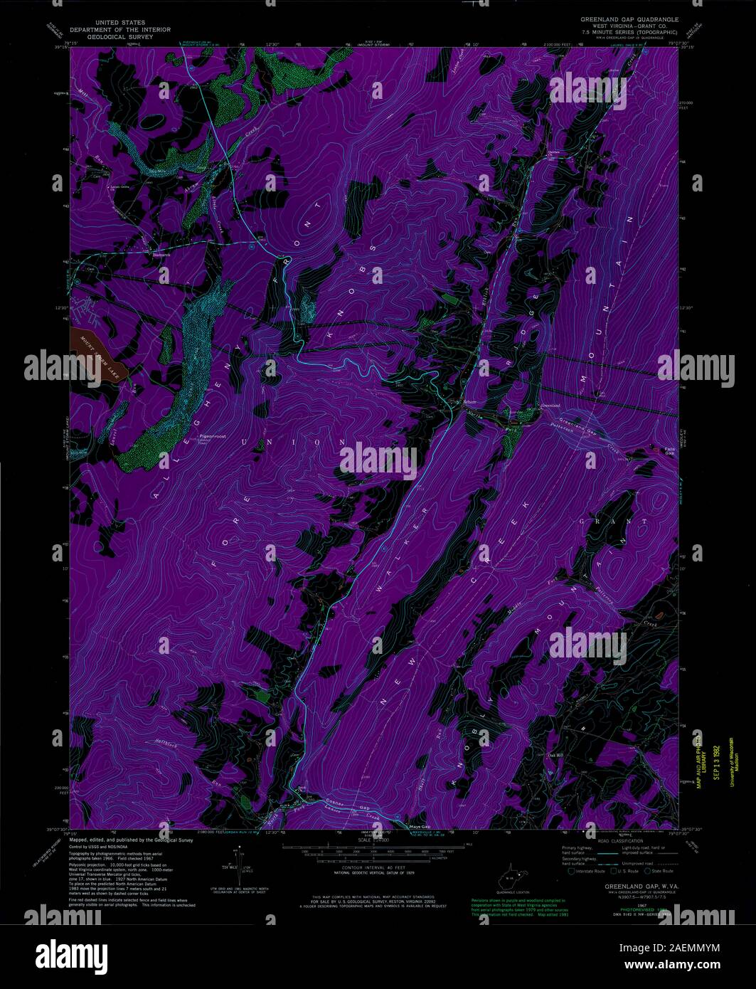 WV Greenland Gap 700798 1967 24000 Inverted Stock Photo - Alamy