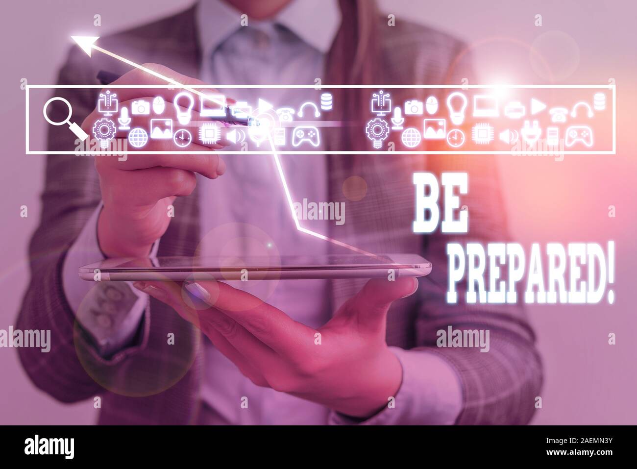 Conceptual hand writing showing Be Prepared. Concept meaning try be ...