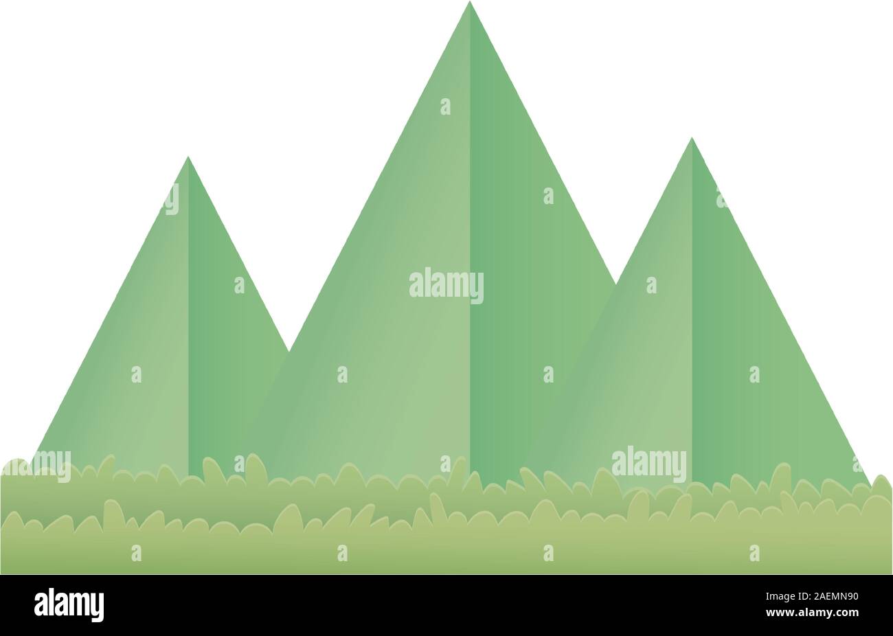 origami paper mountains grass nature landscape vector illustration ...
