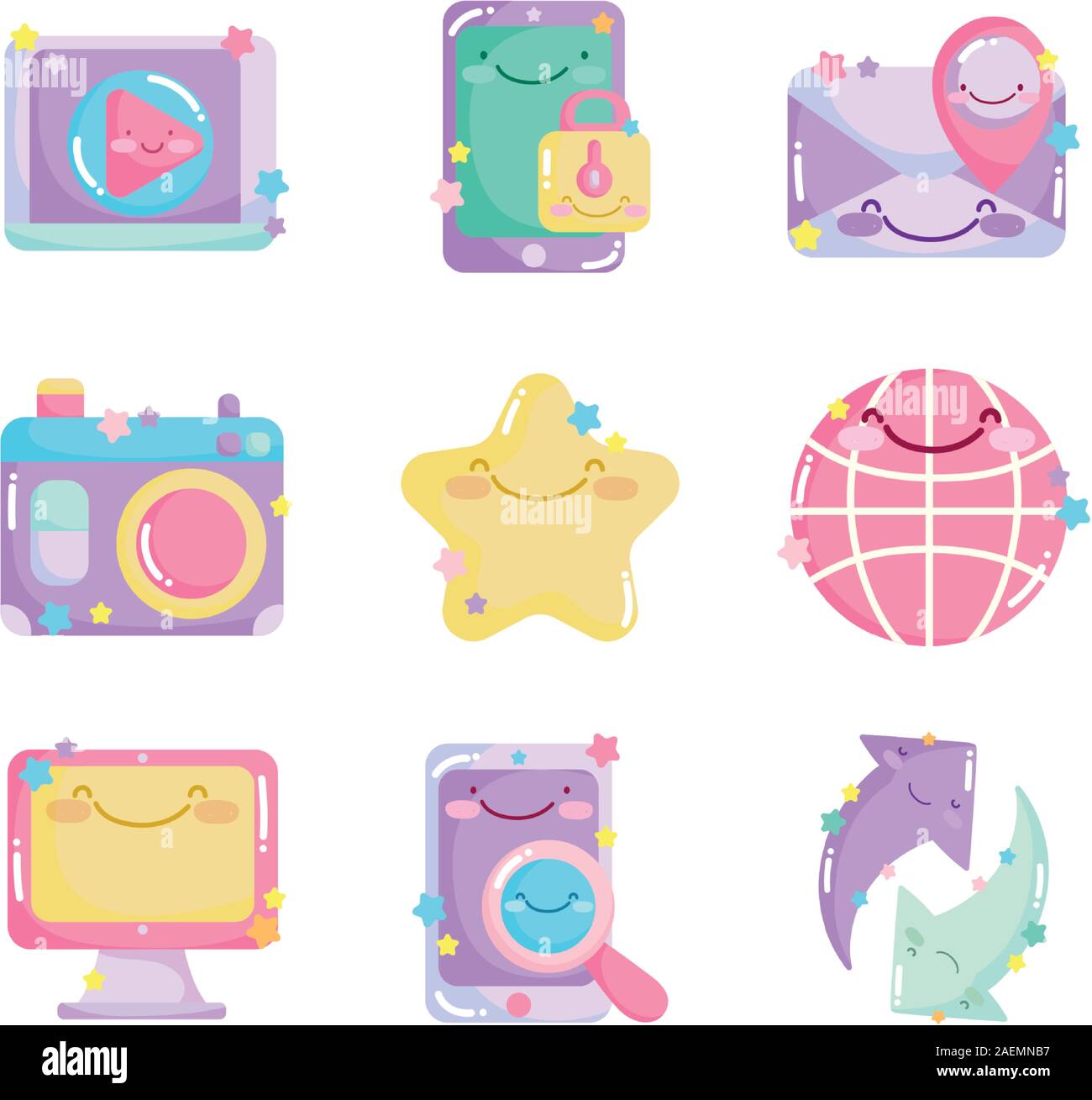 social networks cartoon comic icons collection vector illustration ...